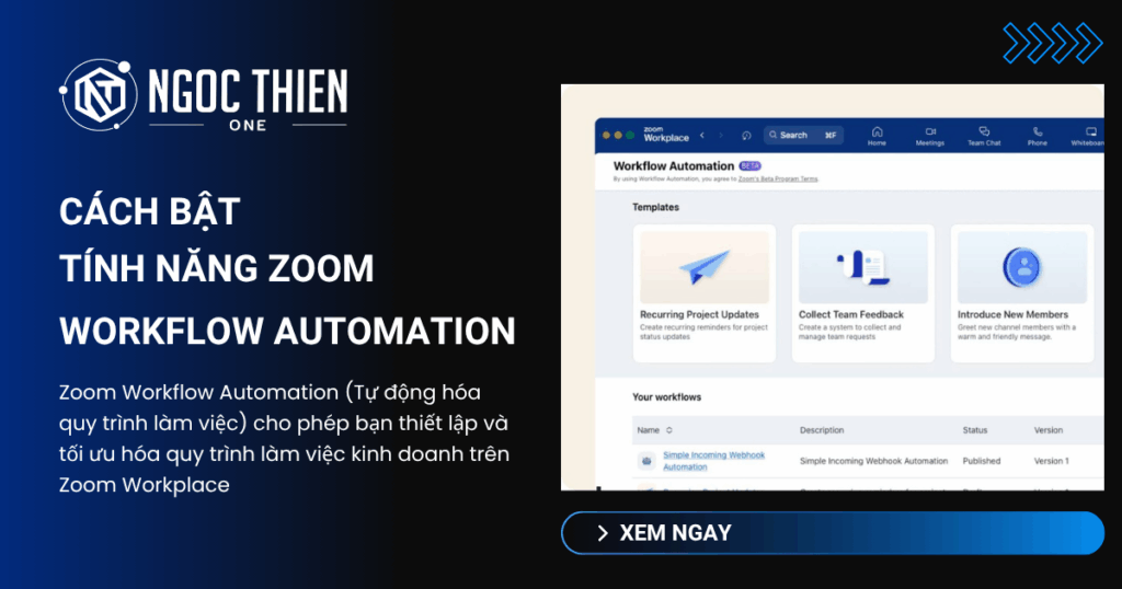 Cách bật tính năng Zoom Workflow Automation - Ngoc Thien One